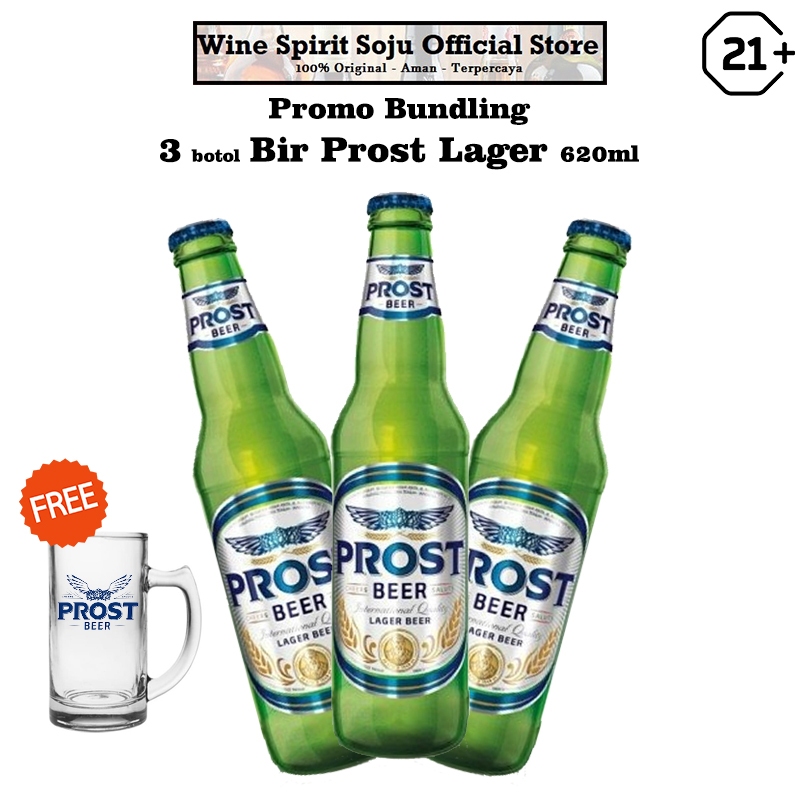 Jual Paket 3 Bir Prost Lager 620ml Free Gelas Bir | Shopee Indonesia