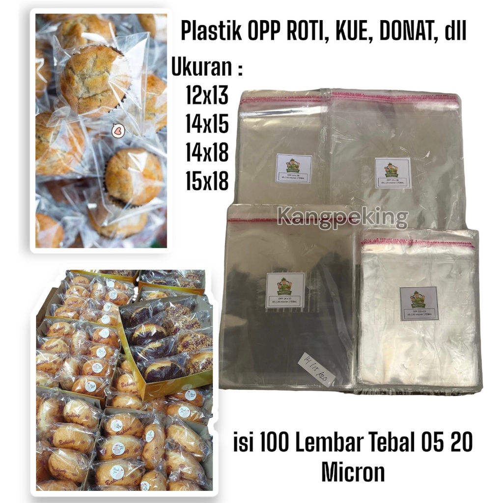 Jual PLASTIK OPP 12x13 14x15 14x18 15x18 Plastik bungkus ROTI DONAT KUE isi 100 LEMBAR TEBAL 05 ...