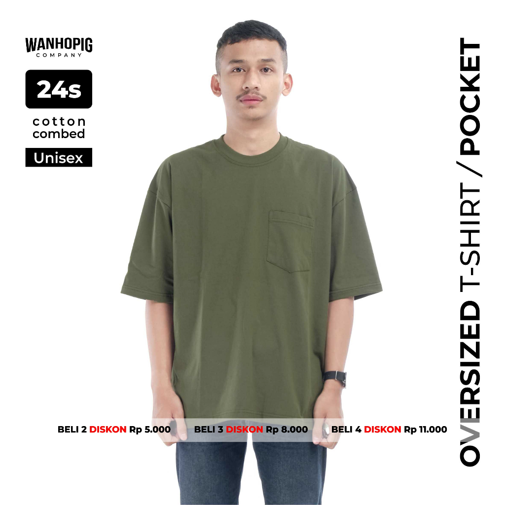 Jual WANHOPIG - Kaos T-Shirt Baju Oversize Pocket Polos Pria Wanita ...