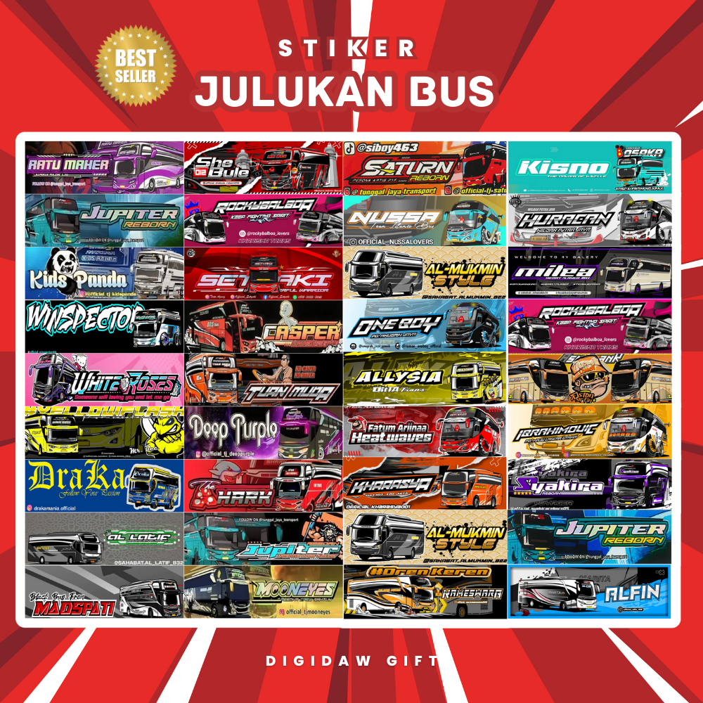 Jual [PROMO] 18 PCS STIKER BUS BASURI | STIKER BUS TELOLET PANJANG ...