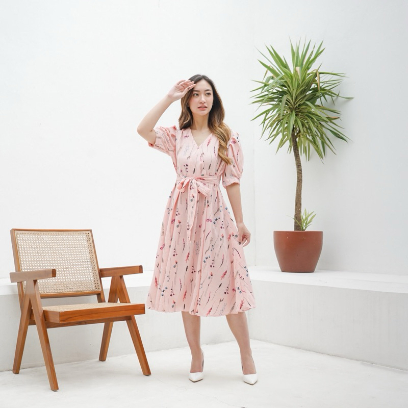 Jual Aiko Dress Casual Elegan Bunga | Shopee Indonesia