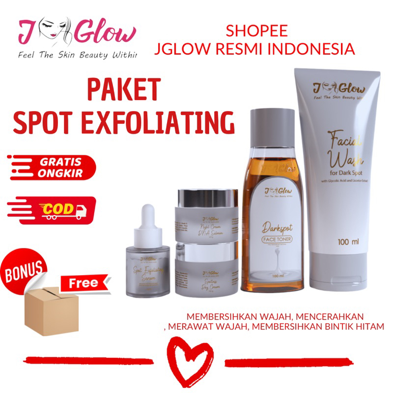 Jual JGLOW SKINCARE PAKET SPOT WHITENING/ PERAWATAN WAJAH/ CREAM/SERUM ...