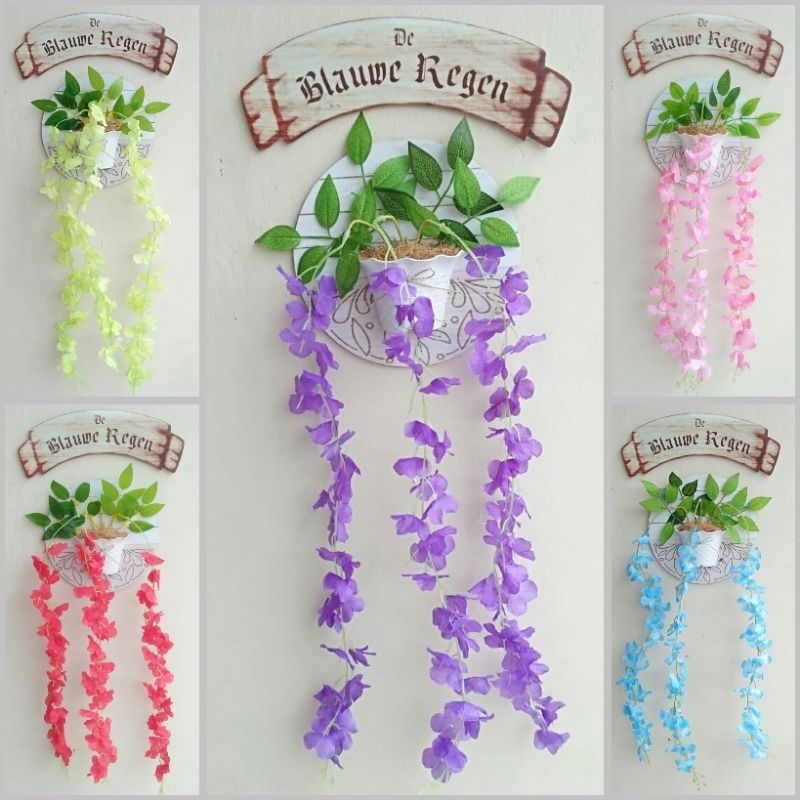 Jual Wisteria Hiasan Dinding 3D Bunga Rambat Juntai Artificial Wreath 2 ...