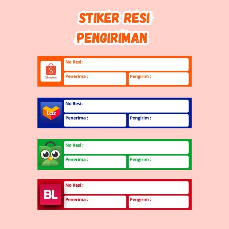 Jual STIKER RESI PENGIRIMAN MARKETPLACE/STIKER RESI SHOPEE/STIKER RESII ...