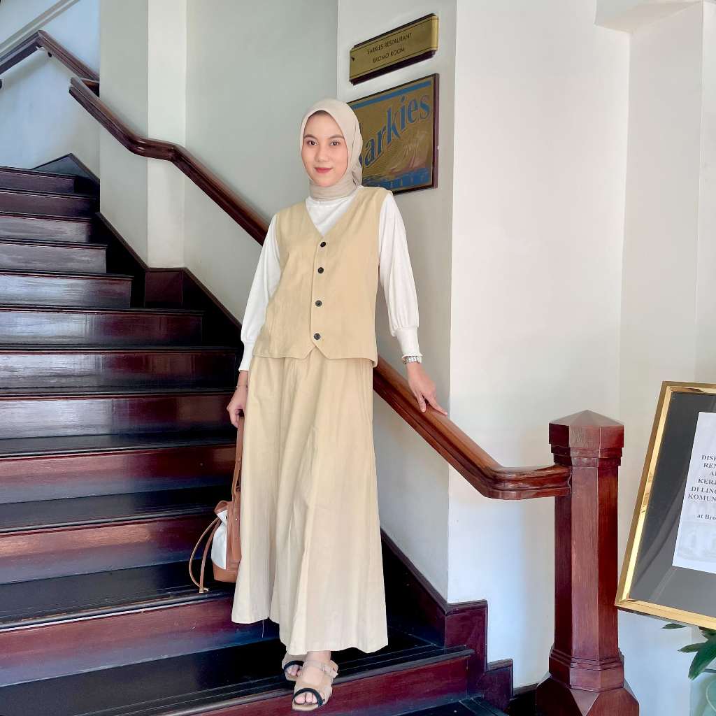 Jual Grade B Yeppuoutfit Kyoto One Set Setelan Vest Tanpa Lengan Full ...
