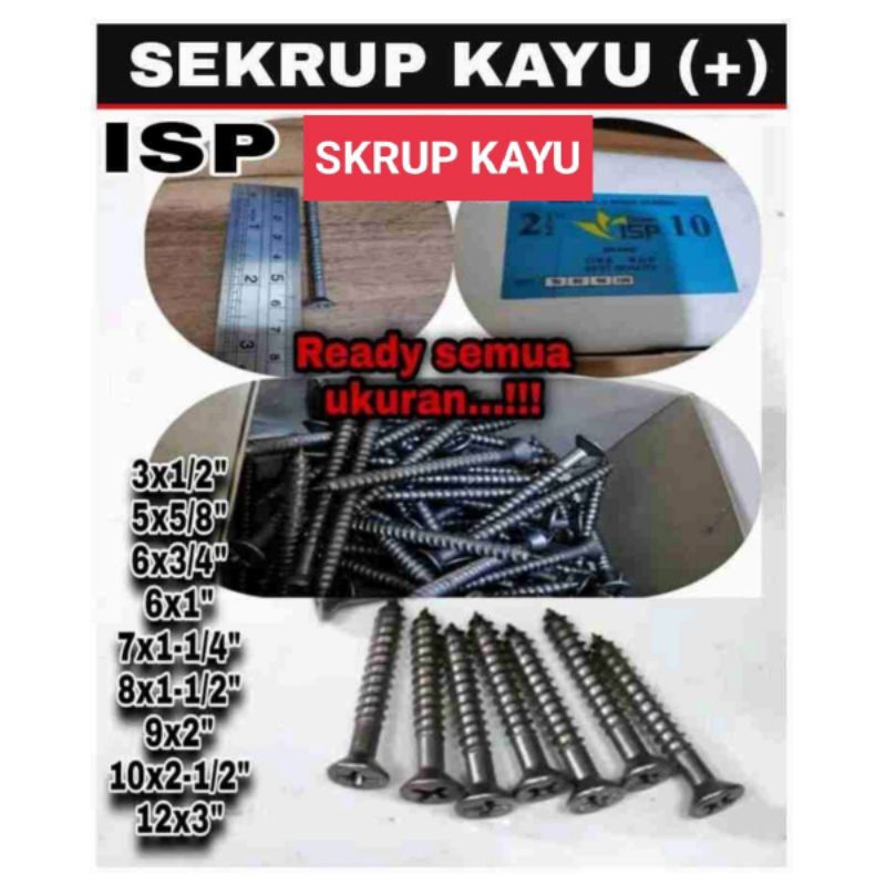 Jual Sekrup Kayu (+) ISP Hitam / Sekrup Skrup Kayu / Sekrup Tapping Mur ...