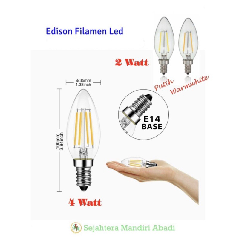 Jual Lampu LED Candle E14 Edison Filamen Lilin Cabe 2 Watt | Shopee ...