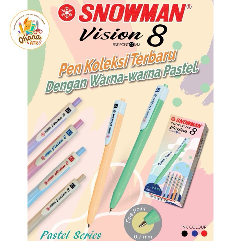 Jual (1pcs) Pulpen Snowman V8 PASTEL 0.7mm Ballpoint Pen Sama Snowman ...