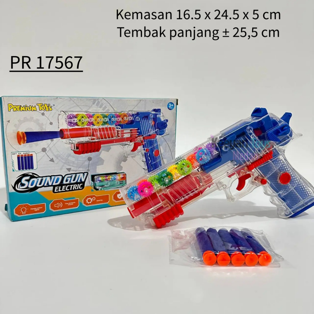 Jual Mainan Tembakan Pistol Sound Gun Electric Baterai Transparan Ada ...
