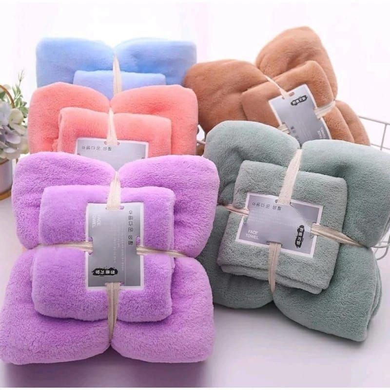 Jual CLAIYDREAM HANDUK SET 2IN1 HANDUK MANDI DAN WAJAH COTTON TOWEL ...