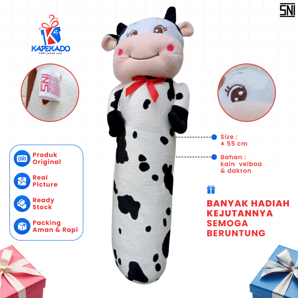 Jual Boneka Guling Sapi Ukuran Sedang Bentuk Hewan Hadiah Kado Gift ...