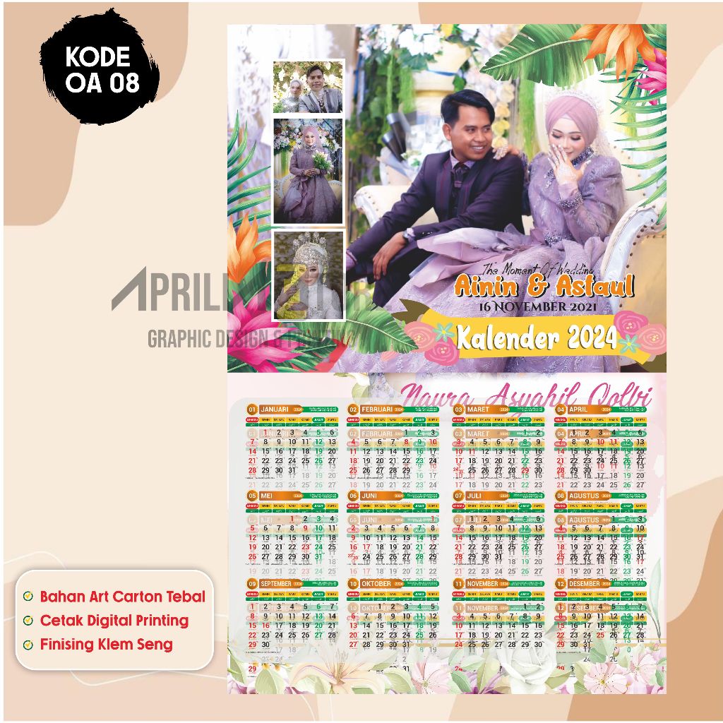 Jual Kelender Custom 2024 Satuan kalender Dinding Custom Foto | Shopee ...