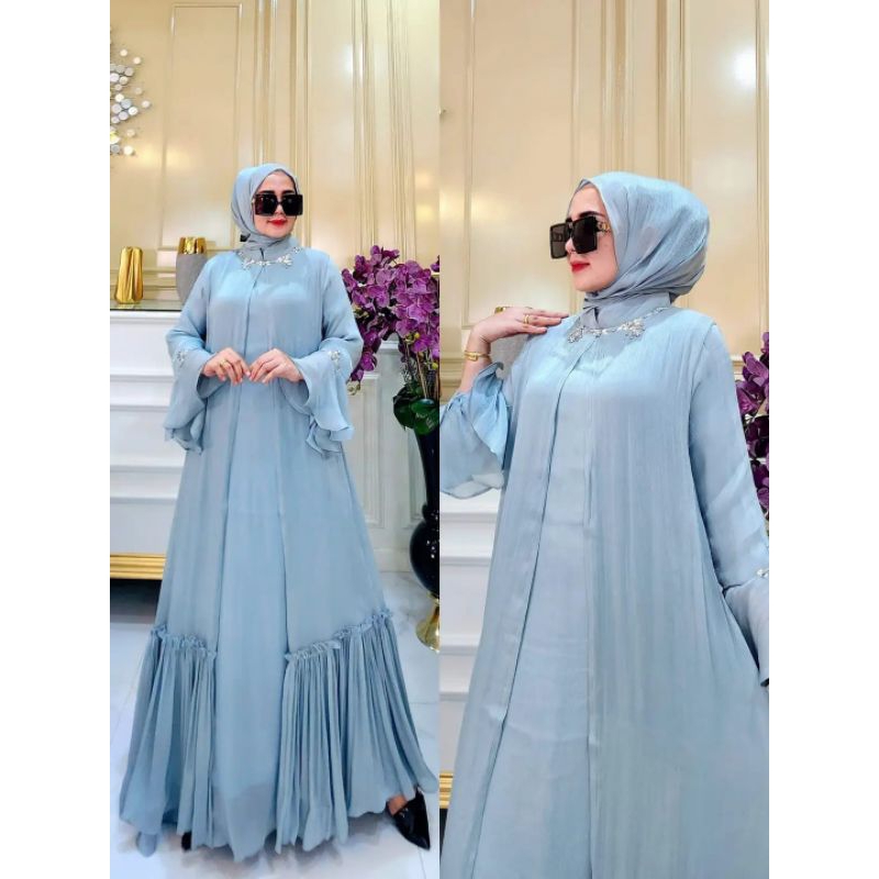 Jual [A.F]Baju Gamis Hitam Putih Wanita Terbaru Lavanya Dress Panjang ...