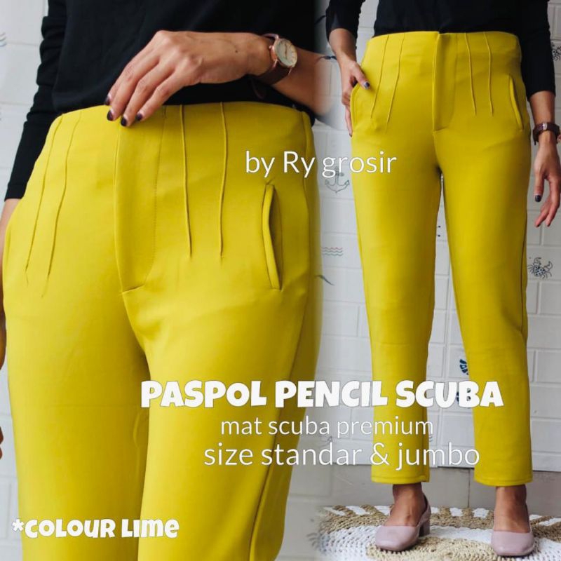 Jual Paspol Celana Pencil Scuba Premium Standar & Jumbo | Shopee Indonesia