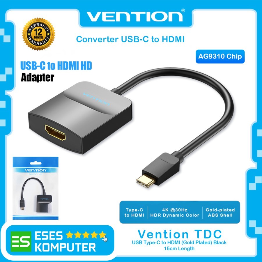 Jual Converter Vention TDC USB Type-C to HDMI Adapter Black | Shopee ...