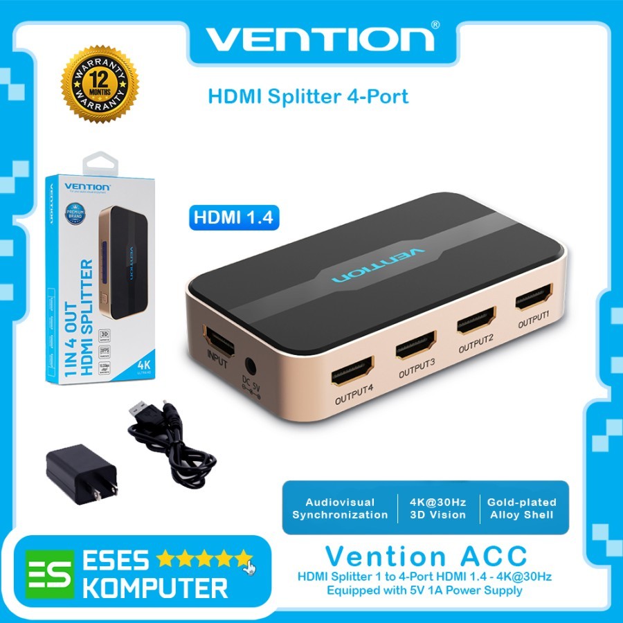 Jual HDMI Splitter Vention ACCG0 (1 Input 4 Output) 4K HD 3D Vision ...