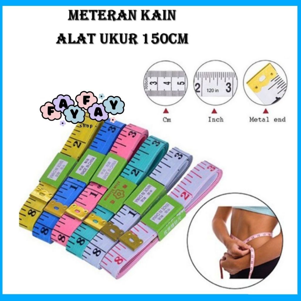 Jual Meteran Ukuran Kain Baju / Alat Ukur Jahit / Warna Random 150CM ...