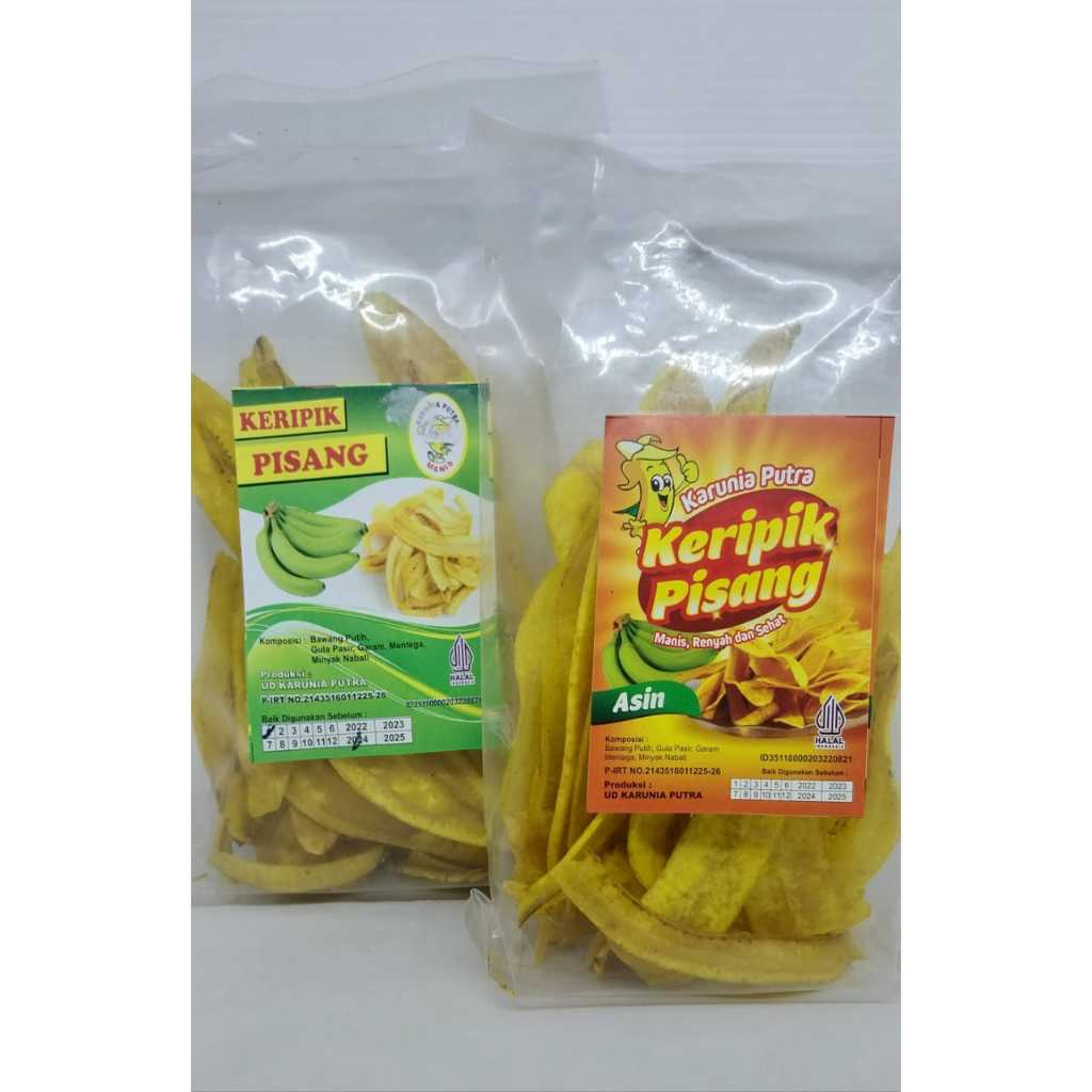 Jual Keripik Pisang Manis dan Asin 50gr Merek Karunia Putra | Shopee ...