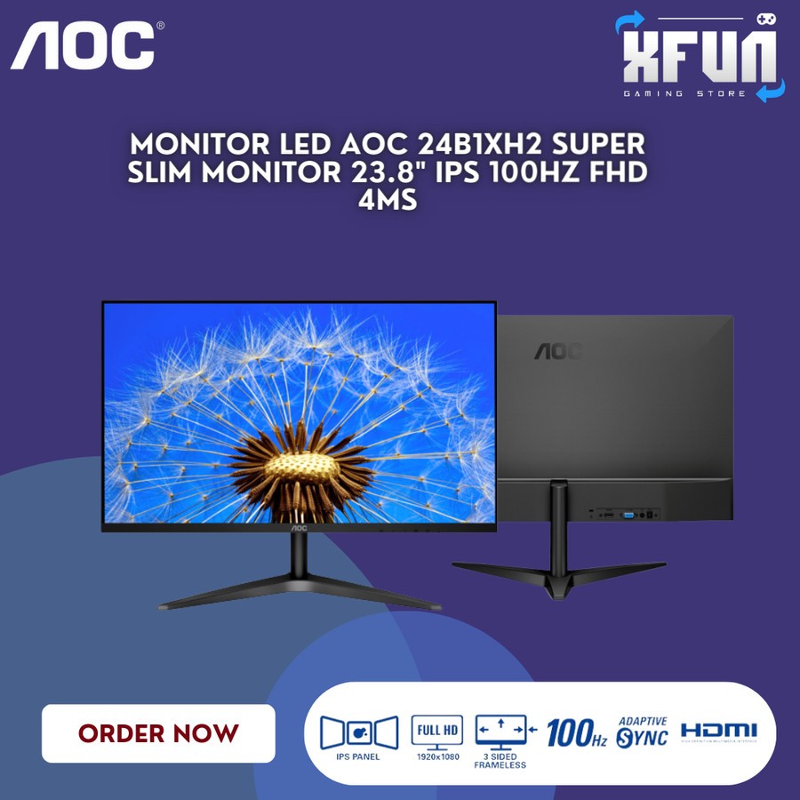 Jual Monitor LED AOC 24B1XH2 Super Slim Monitor 23.8" IPS 100Hz FHD 4ms ...