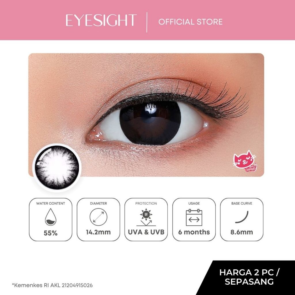 Jual EYESIGHT LENSES Softlens Kitty Kawaii Mini Circle Black (2pcs ...