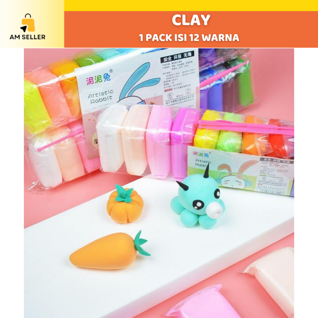 Jual Clay Mainan Anak isi 12pcs / Mainan Edukasi Lilin/ Polymer Clay 12 ...