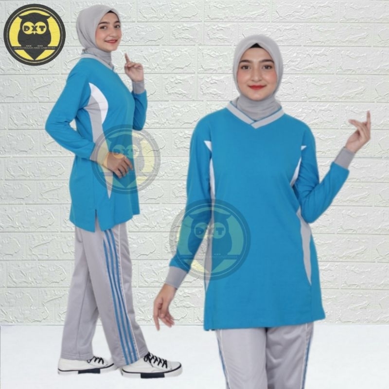 Jual Baju Senam Wanita Setelan Muslimah / Kaos Olahraga 1 Set Wanita ...