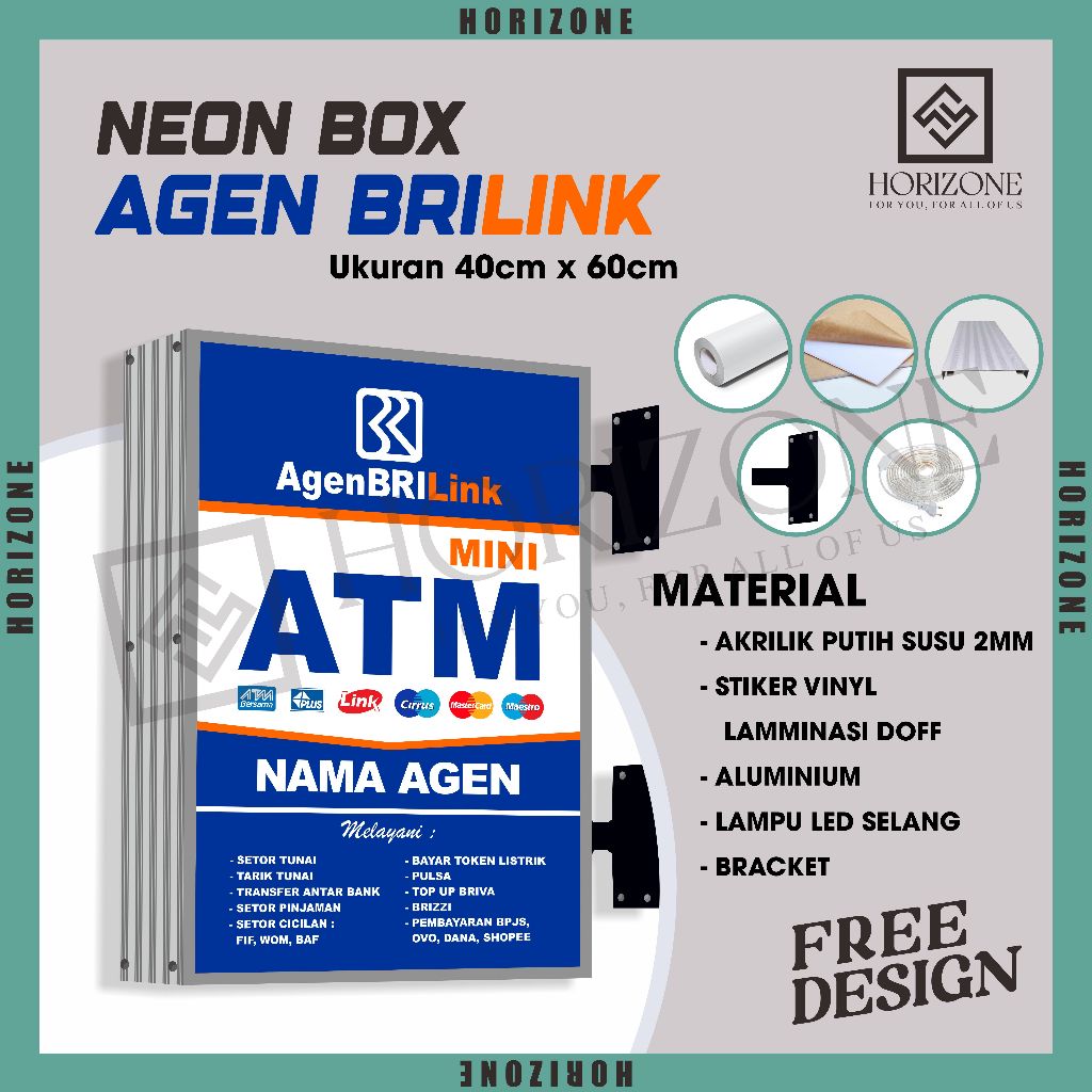 Jual NEON BOX AKRILIK AGEN BRILINK 40X60 CM KOTAK 2 SISI | Shopee Indonesia
