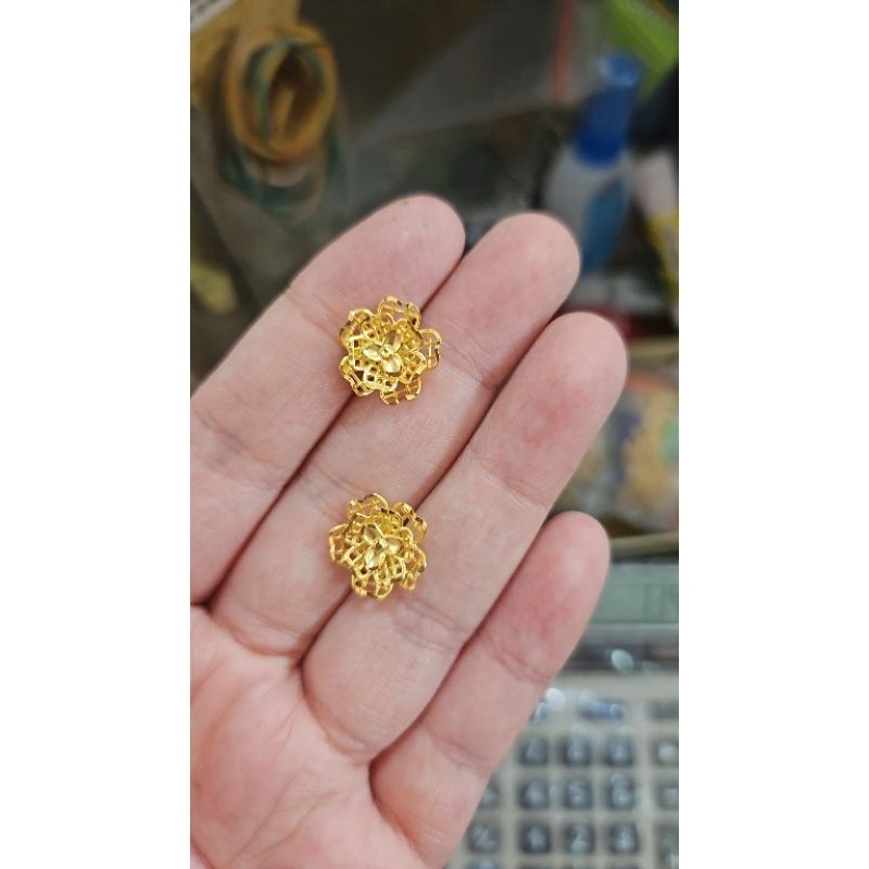 Jual Giwang bunga kendari kuning gold anting tusuk kembang emas asli ...