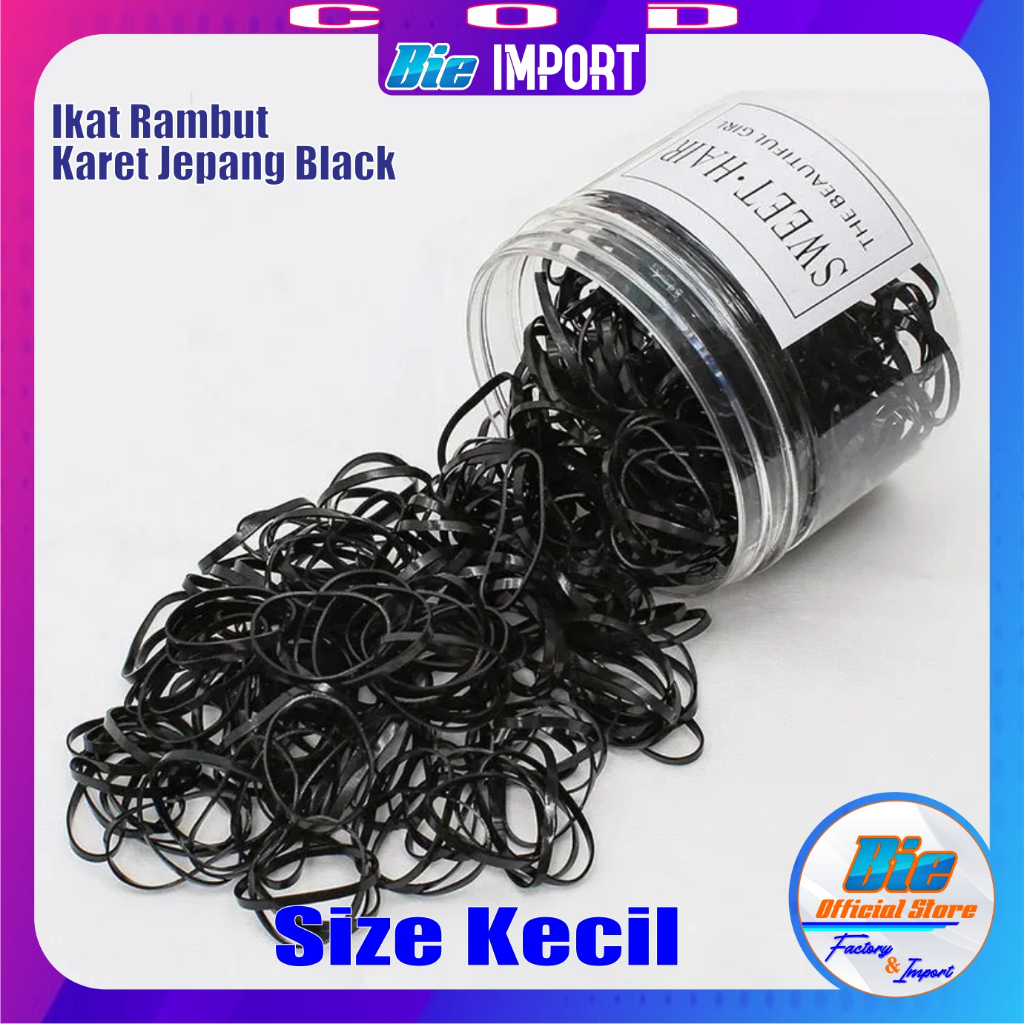 Jual 1000 Pcs Ikat Rambut Karet Jepang Black Color Impor Best Seller ...
