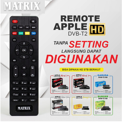 Jual Remot / Remot Set Top Box DVB T2 Matrix Apple HD MERAH matrix ...