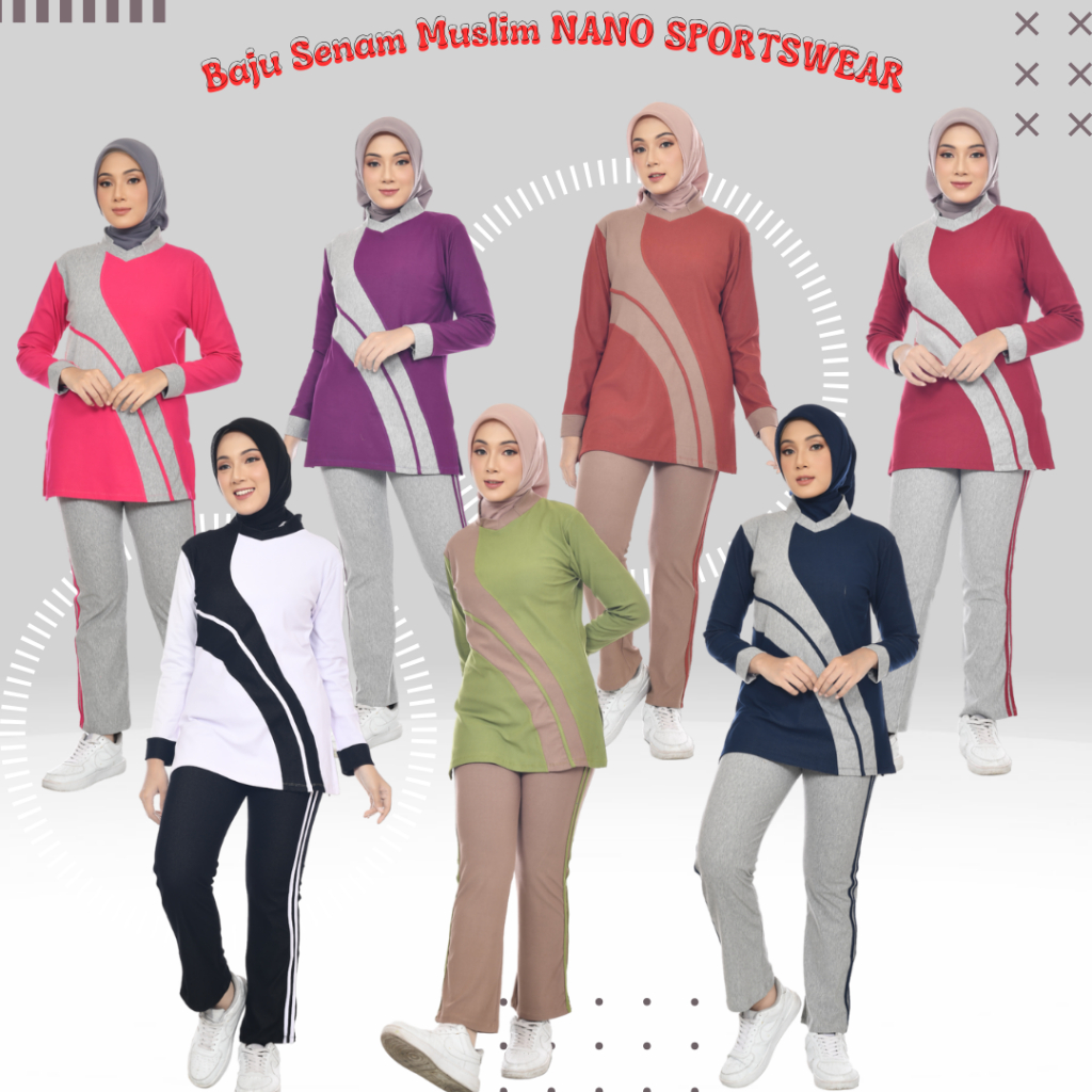 Jual NANO SPORTSWEAR BAJU SENAM MUSLIM WANITA/SETELAN BAJU SENAM MUSLIM ...
