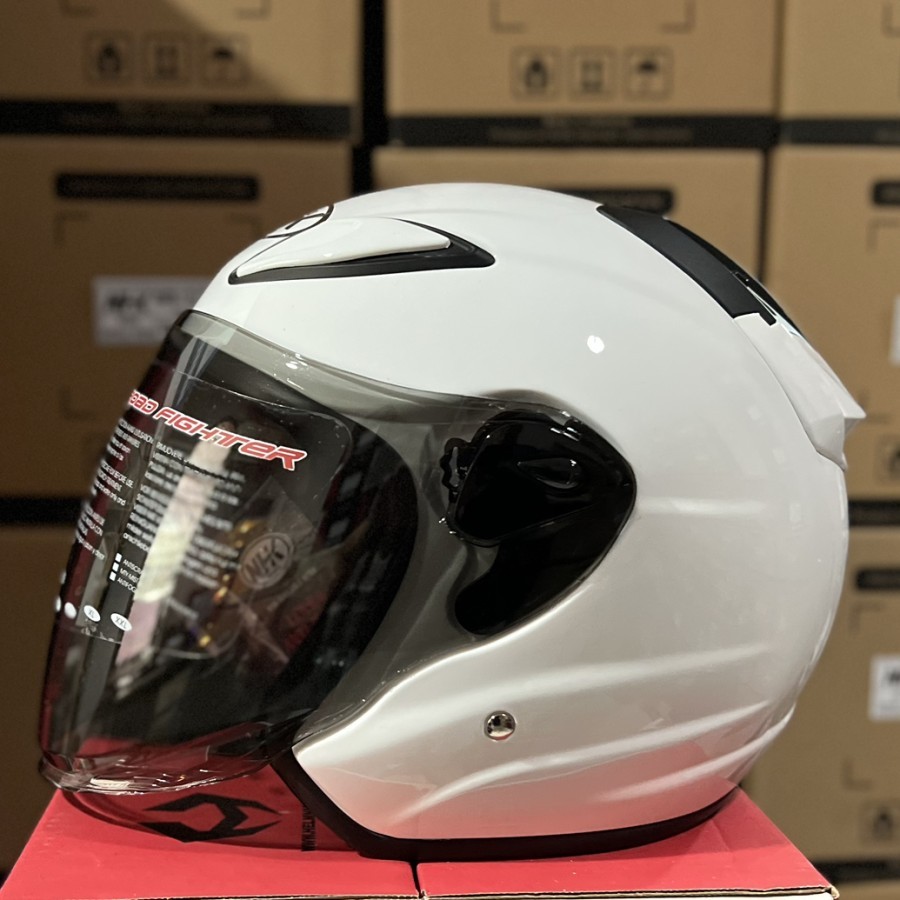 Jual HELM NHK R6 Type S SV Light Smoke Solid White HELM HALF FACE NHK ...