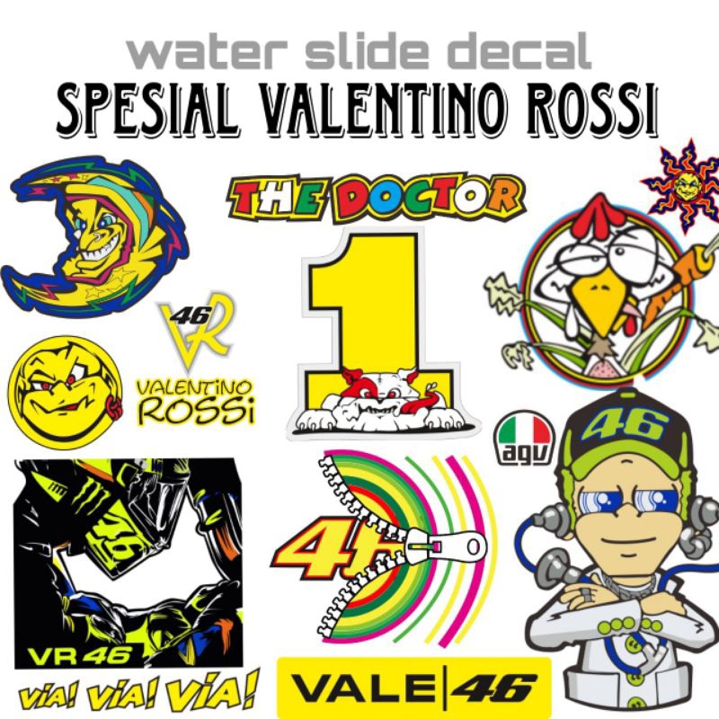 Jual waterslide decal / stiker waterslide decal Valentino Rossi cook ...