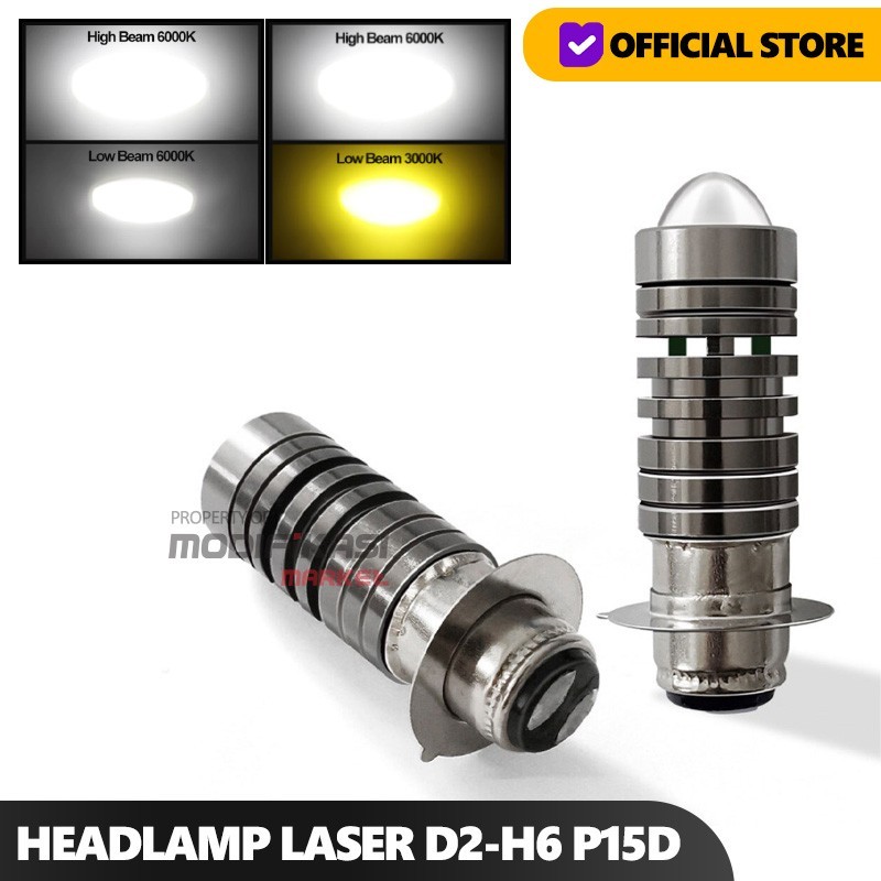 Jual LAMPU UTAMA MOTOR LED LASER D2 H6 P15D AC DC 9-80V BEBEK MATIC 2 ...