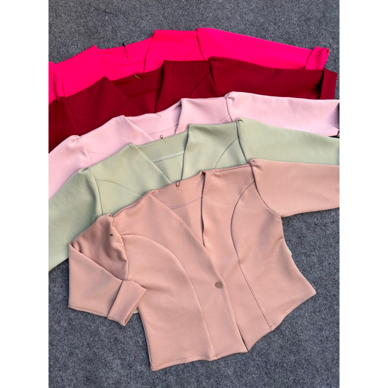Jual Blazer Outer Crop Kancing 1 Terbaru | Shopee Indonesia
