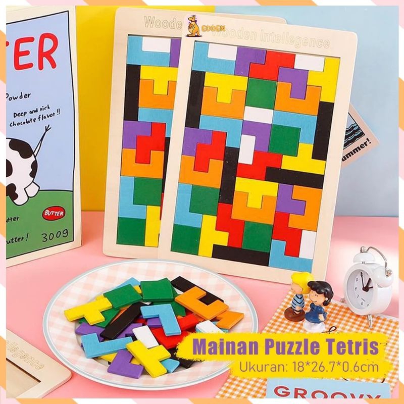 Jual Puzzle Edukasi Tetris Mainan Puzzle Kayu Russian Block Wooden ...