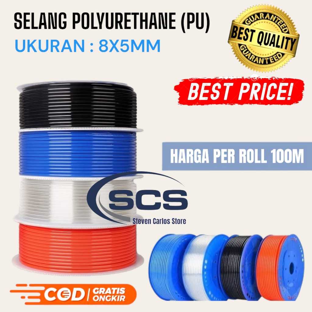 Jual SELANG ANGIN PNEUMATIC 8x5MM PU HOSE SELANG POLYURETHANE ROLL (PU ...