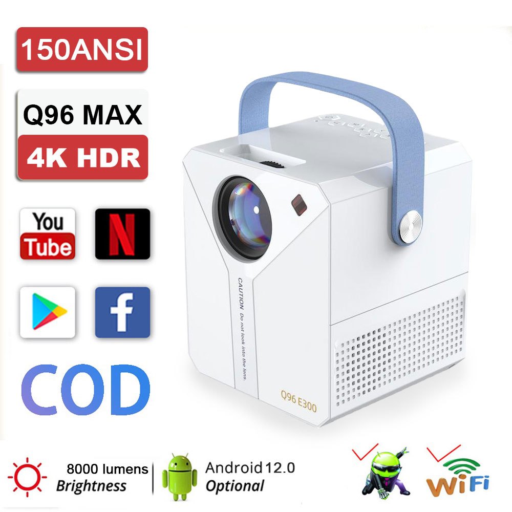Jual Android Proyector E300 mini Ram 2GB Built-in Speaker Smart projector Android 9.0 5G WiFi 4K ...