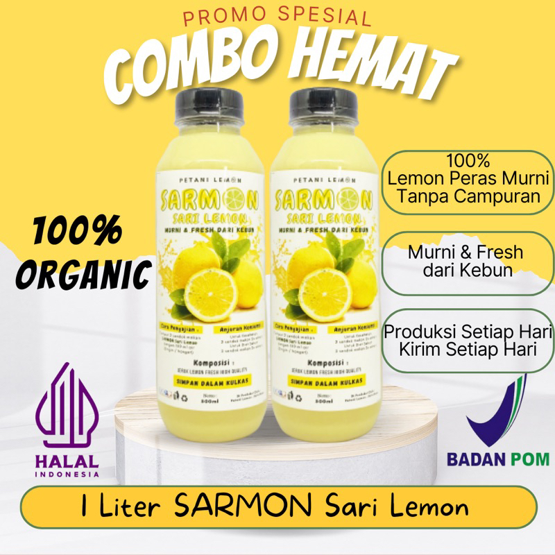 Jual SARI LEMON 1 LITER MURNI & FRESH SARMON | Shopee Indonesia