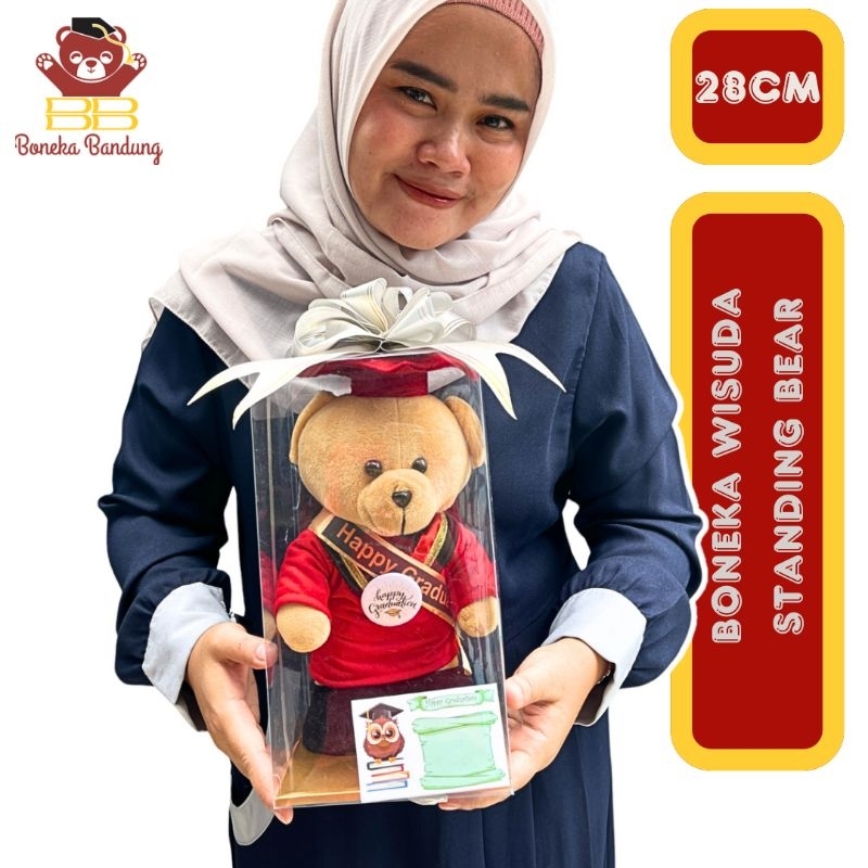 Jual boneka bandung boneka kelulusan TK PG SD beruang berdiri gagah ...