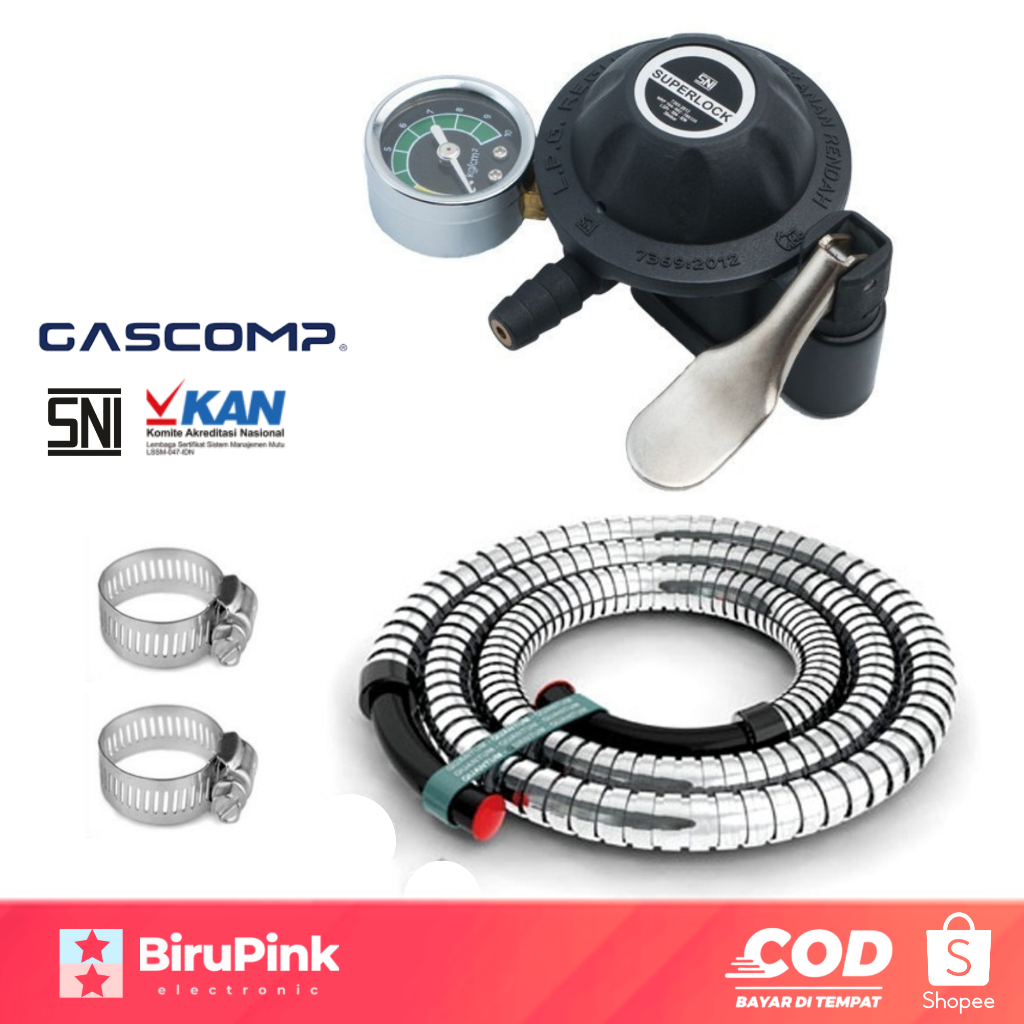 Jual PAKET GASCOMP SUPERLOCK REGULATOR GRS01+ SELANG GAS 2 METER / GRS ...
