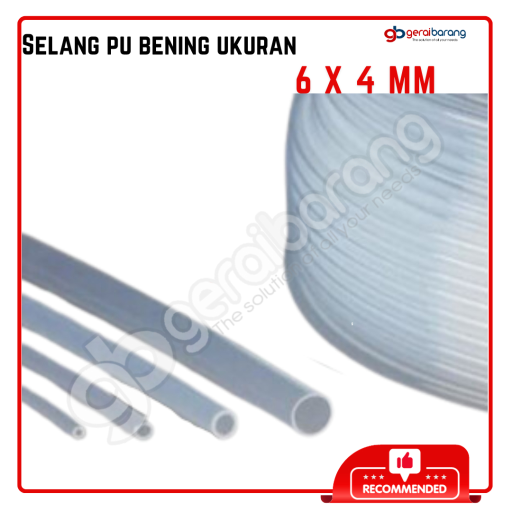 Jual Selang PU Polyurethane Kompresor Angin Bening 6mm x 4mm, Meteran ...