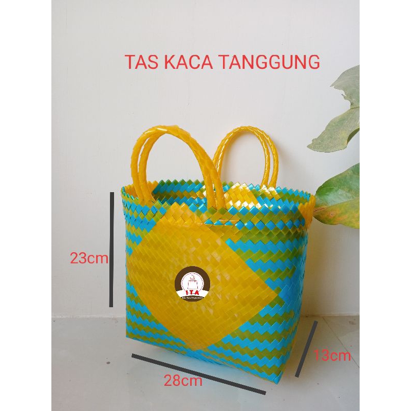 Jual TAS ANYAMAN TANGGUNG KACA A (full kaca)/Tas anyaman plastik/tas ...