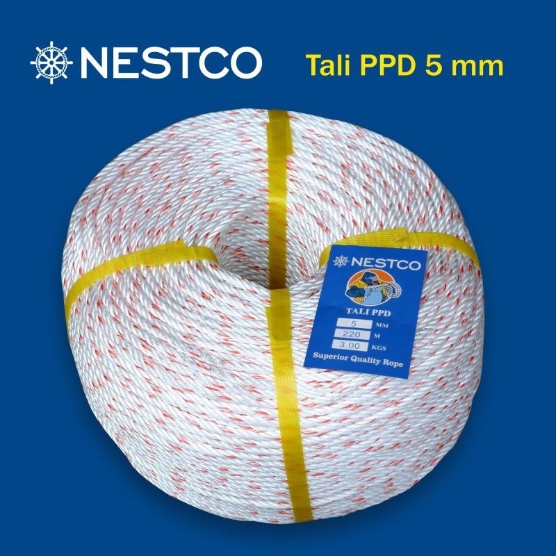 Jual Tali Tambang PPD Putih ukuran 5 mm berat 2.64 kg /per 1 roll ...