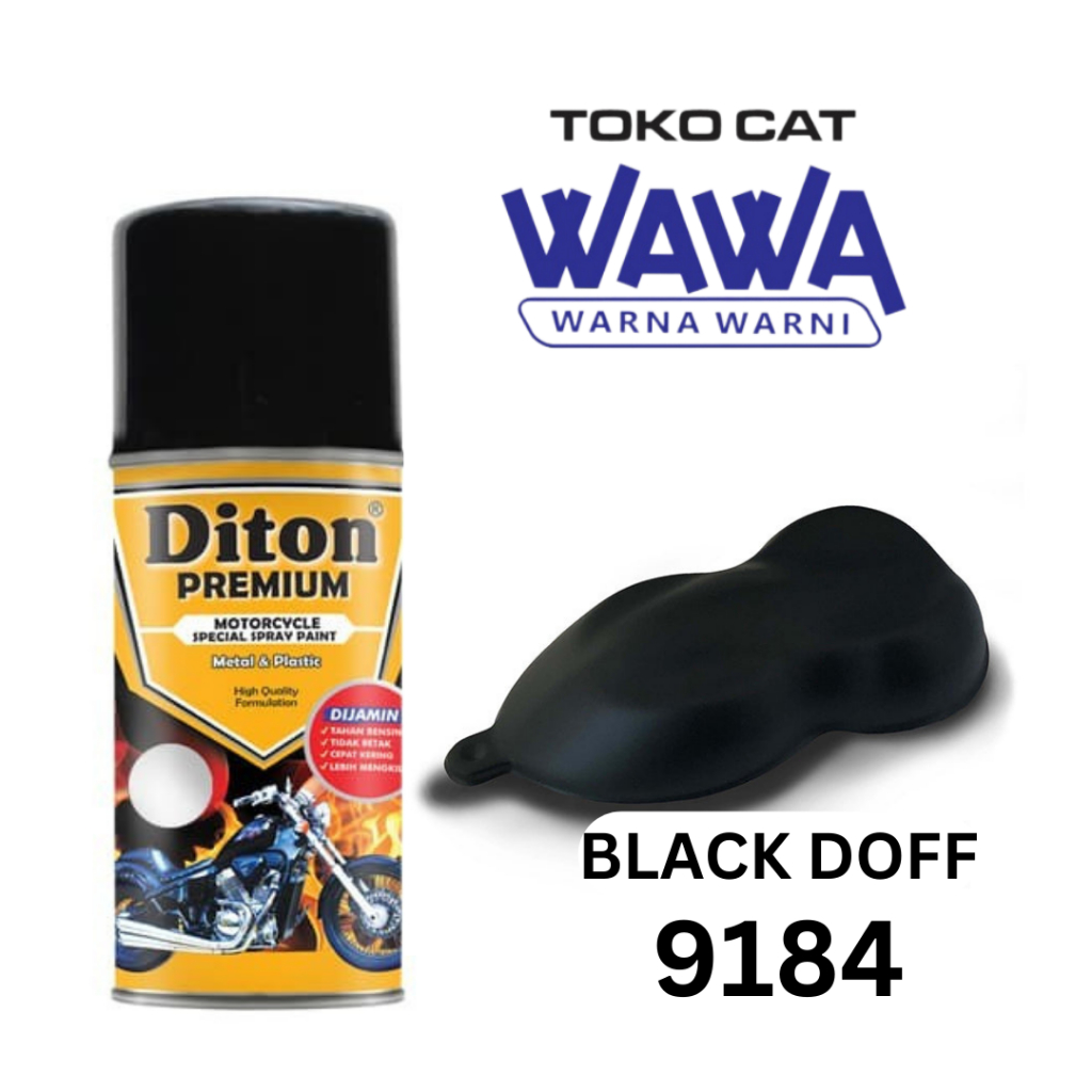 Jual Diton Premium Black doff hitam dop 9184 pilok cat semprot 400ML ...