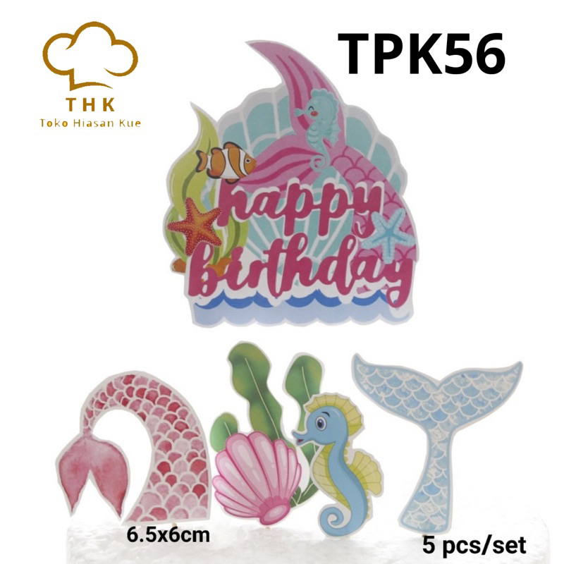 Jual TPK55 / TPK56 - Hiasan Tusukan Kue Cake Topper Kertas Mermaid Ekor ...
