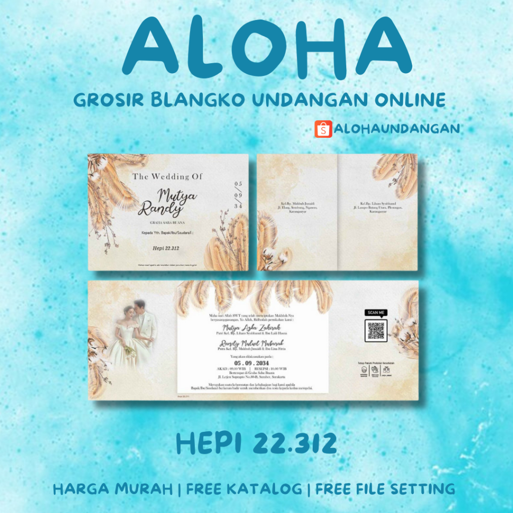 Jual BLANGKO UNDANGAN NIKAH MURAH HEPI 22.312 | Aloha Undangan | Shopee Indonesia