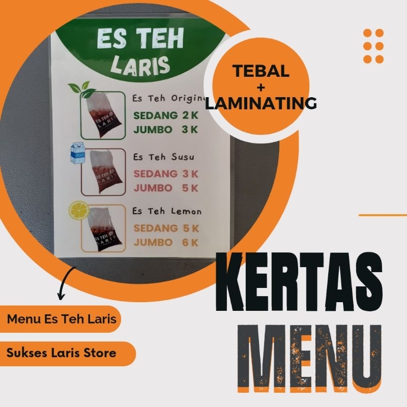 Jual KERTAS MENU ART PAPER UKURAN F4 ES TEH LARIS | KERTAS LAMINATING ...