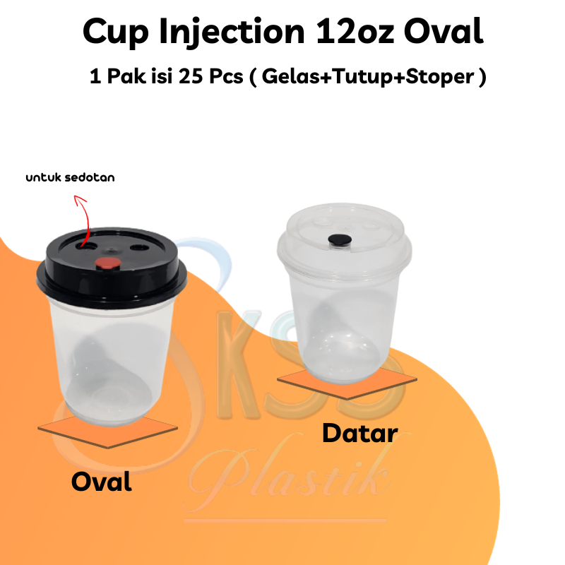 Jual Cup PP Injection Oval 360ml 12oz l Gelas Plastik Boba Cheese Tea 360 ml 12 Oz isi 25 Pcs ...