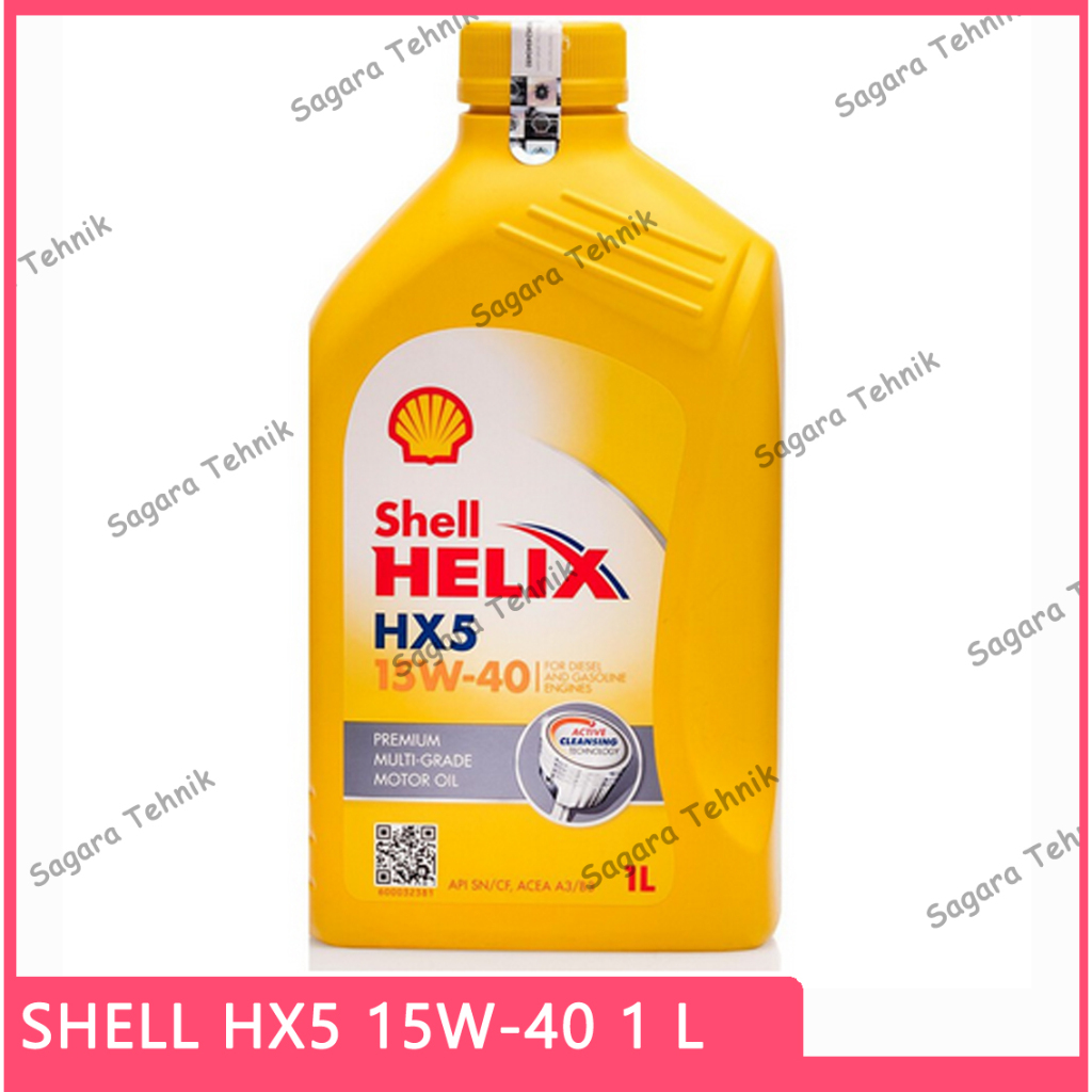 Jual Oli Mesin Shell Helix HX5 SAE 15W-40 1 Liter Bensin Gasoline Botol ...